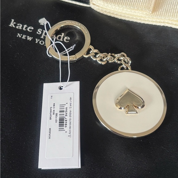 kate spade | Bags | Nwt Kate Spade Bright White And Gold Keychain Key ...